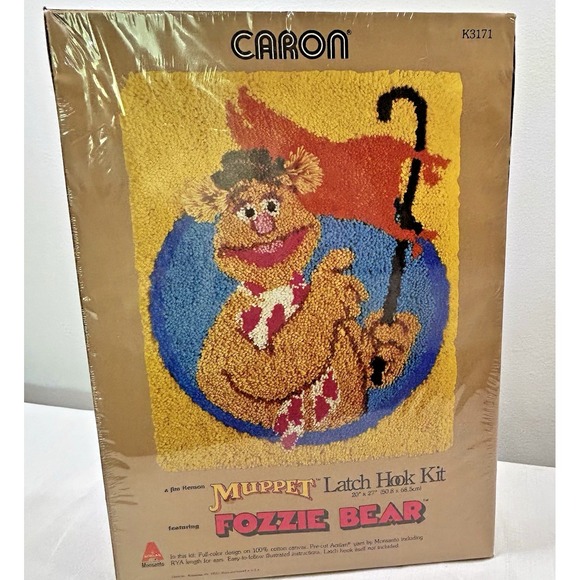 Caron | Wall Decor | Vintage Fozzie Bear Latch Hook Kit Muppets Jim ...